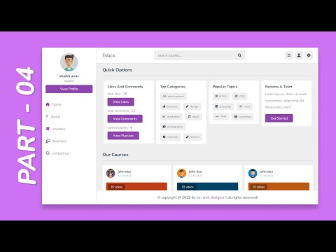 How To Make A Responsive Online Education Website Design Using HTML / CSS / JS - Teacher & Profile